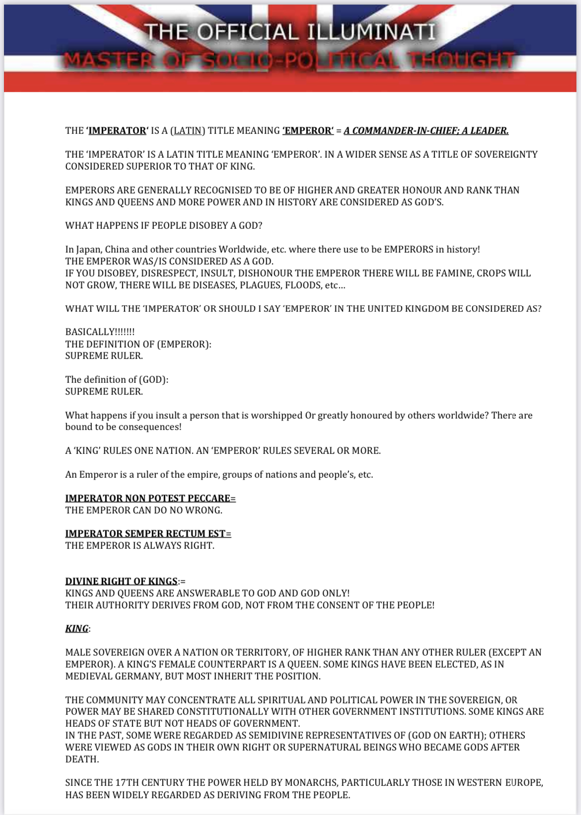 Emperorship - The Official Illuminati